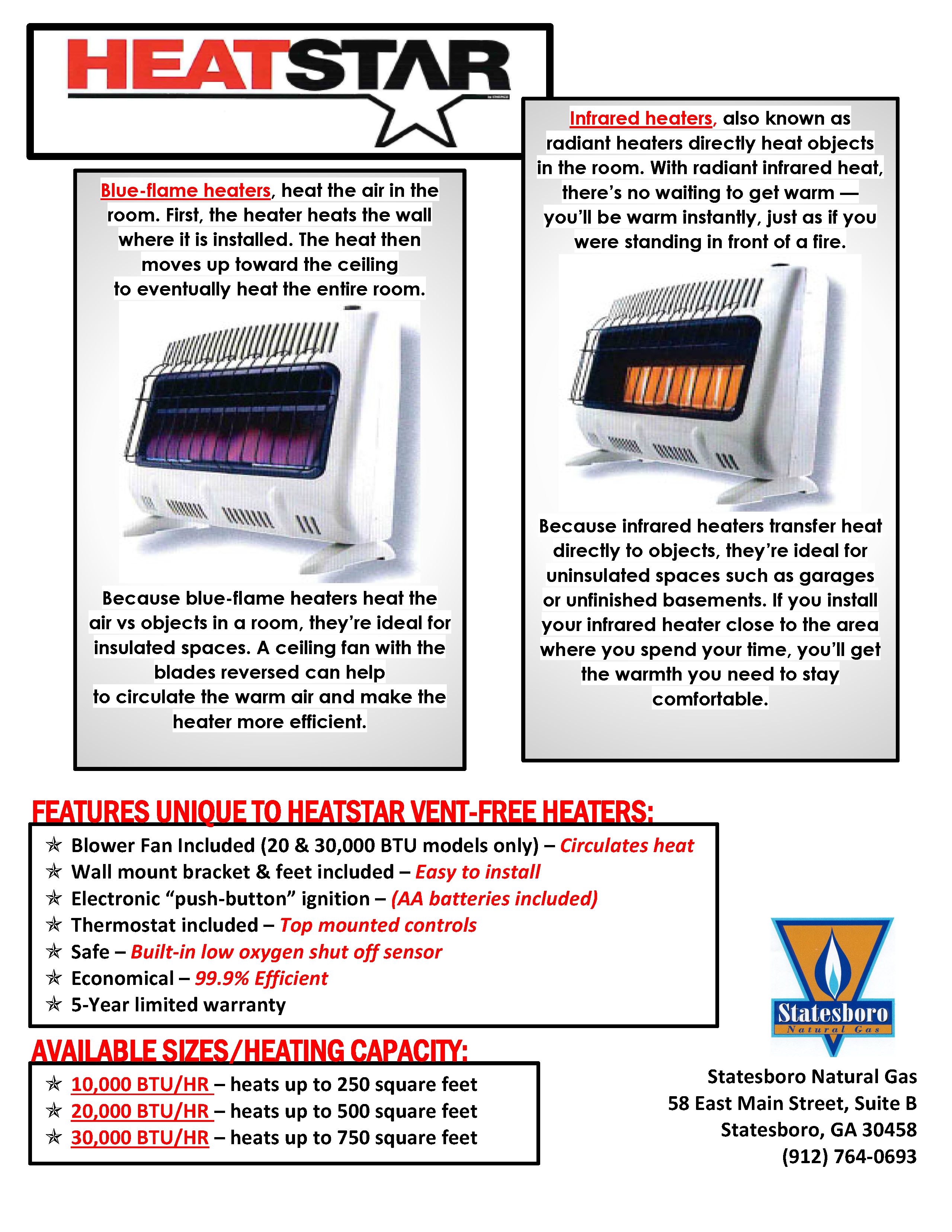 Heatstar Heaters Info | City of Statesboro